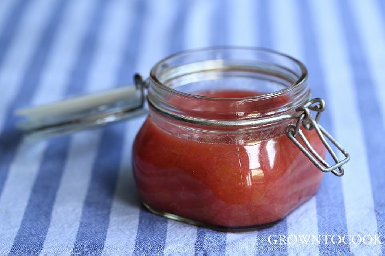 Rhubarb beer jam – grown to cook
